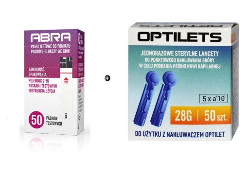 Set Abra Glukosetests Streifen 50 Stück + Optilet Lancetten 50 Stück ...